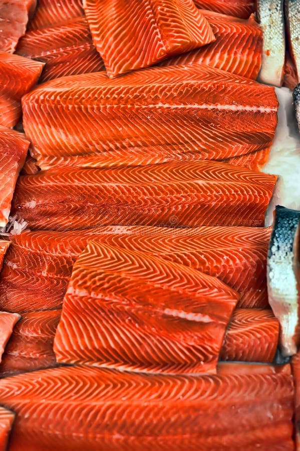 Sliced red fish fillets stock photo. Image of lunch, good - 47859940