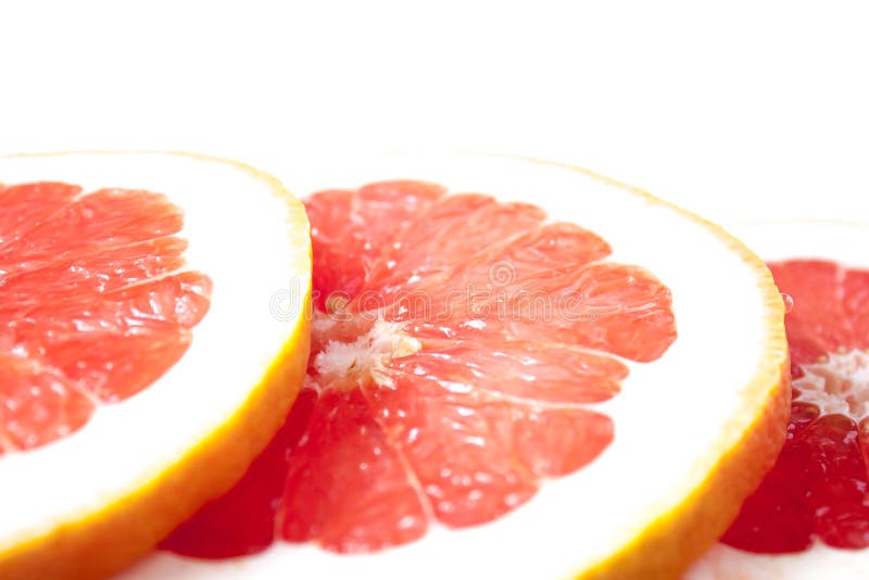 Sliced Red Grapefruit Isolated on White Background Cut into Three ...