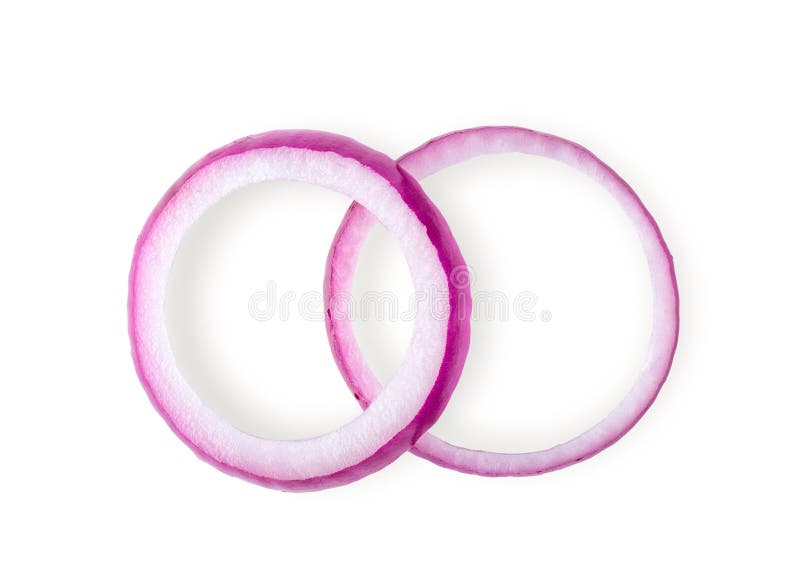 Sliced Red Onion Rings on White Background . Top View Stock Photo ...