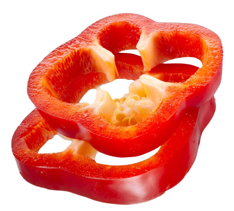 Sliced Red Paprika Isolated on White Stock Photo - Image of green, feed ...