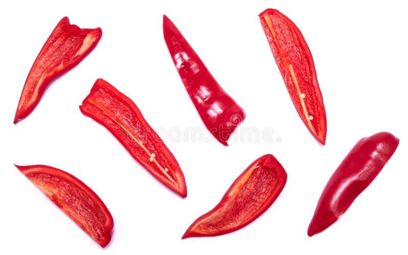 Sliced Red Pepper Isolated on White Background Stock Image - Image of ...