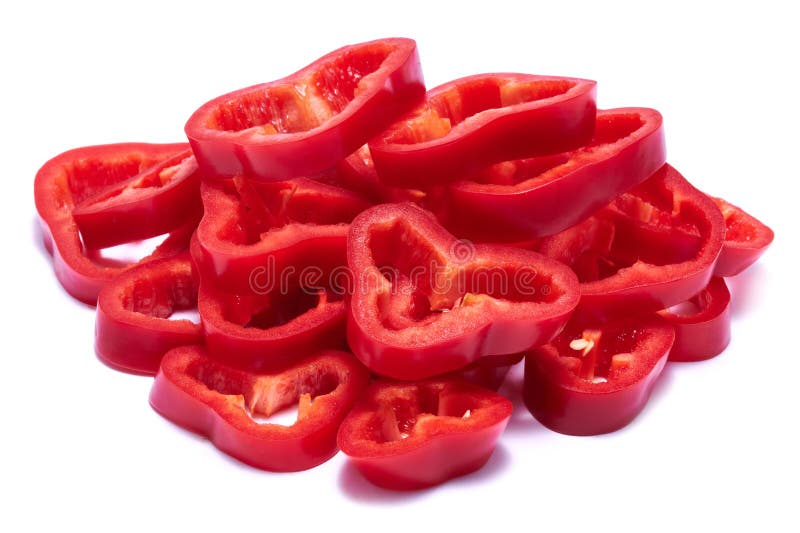 Sliced Red Pepper Isolated on White Background Stock Image - Image of ...