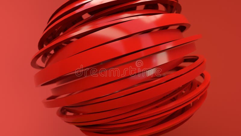 Sliced Red Sphere on a Red Background. Chaotic Sphere Rings of Sliced ...