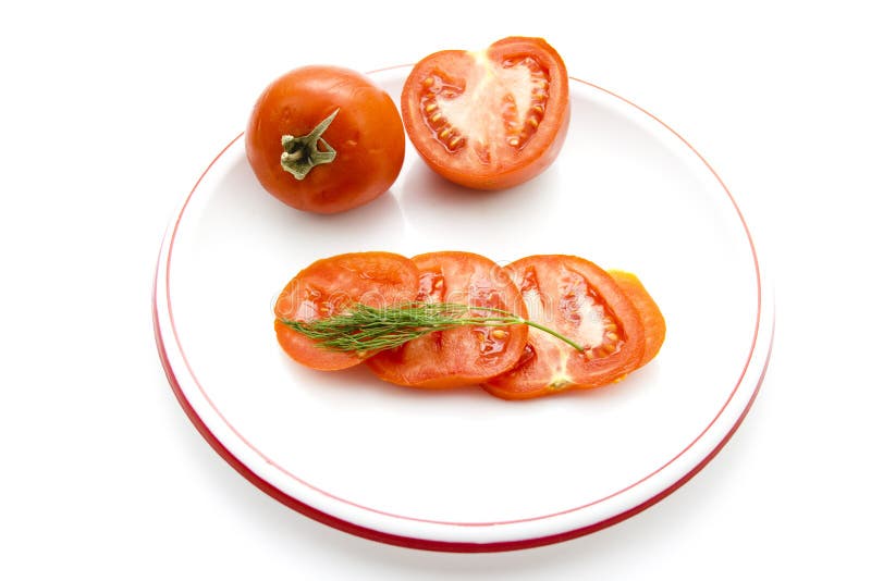 Sliced Red Tomatoes with Dill Stock Photo - Image of healthy, tomatoes ...