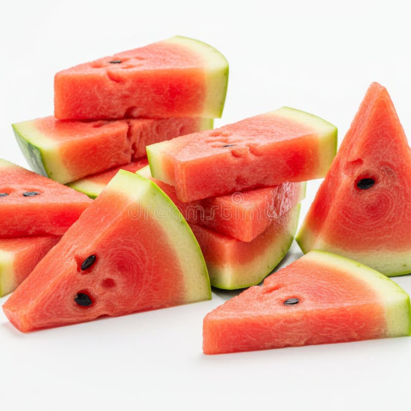 Sliced Red Watermelon on White Background Stock Illustration ...