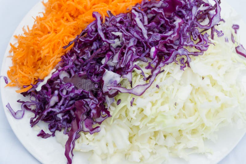 Sliced Red White Cabbage with Carrots Stock Image - Image of recipe ...
