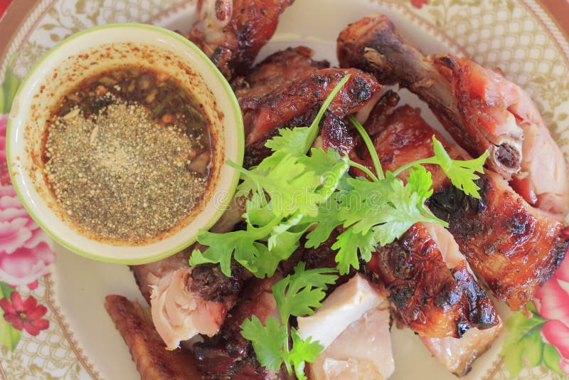 Sliced Roast Grilled Chicken with Sauce Stock Photo - Image of cooked ...