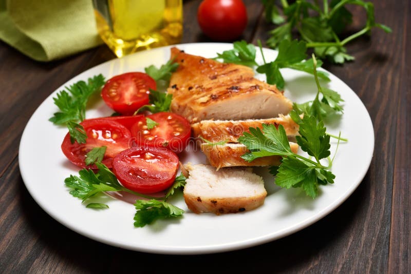 Sliced Roasted Chicken Breast Stock Image - Image of chop, fried: 86083759