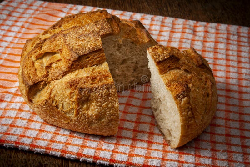 Sliced Round Whole Grain Bread Stock Photo - Image of fabric, cuisine ...