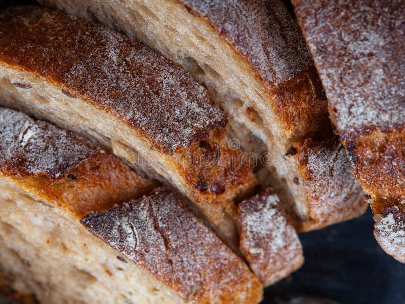 Sliced rustic bread stock photo. Image of view, grain - 139664216