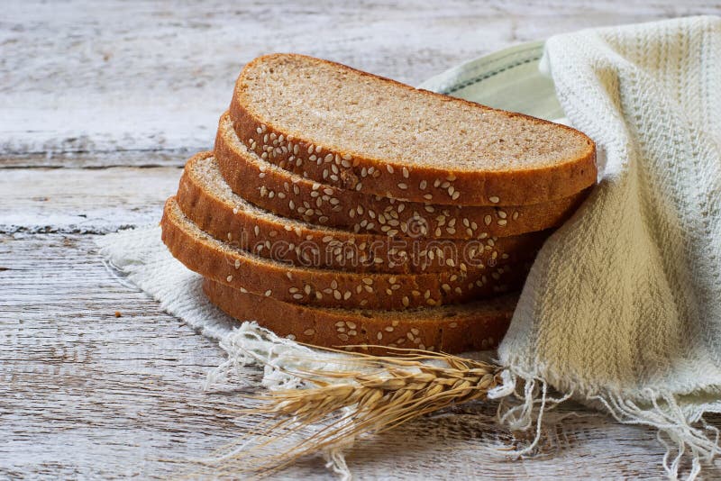 Sliced Rye Bread with Sesame Seeds Stock Photo - Image of flour, dinner ...