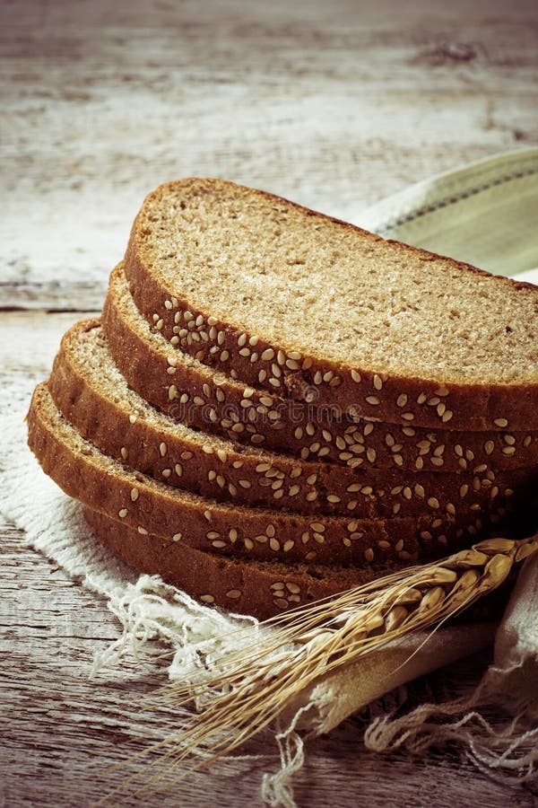 Sliced Rye Bread with Sesame Seeds Stock Photo - Image of baked, bran ...