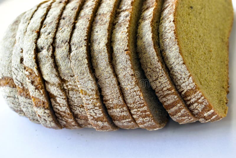 Sliced Rye Bread with Spices on a White Background Stock Photo - Image ...