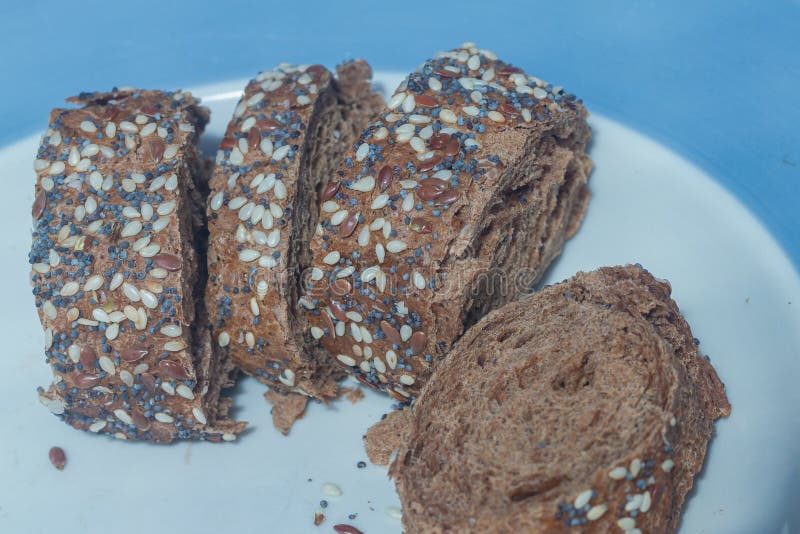 Sliced Rye Bread, Sprinkled with Poppy Seeds, Sesame Seeds, Flaxseed ...