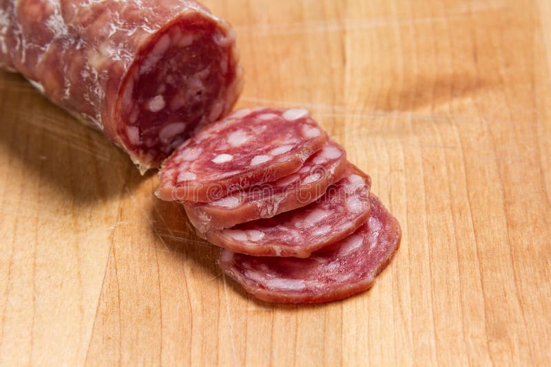 Sliced salami stock image. Image of meal, board, angle - 27337997