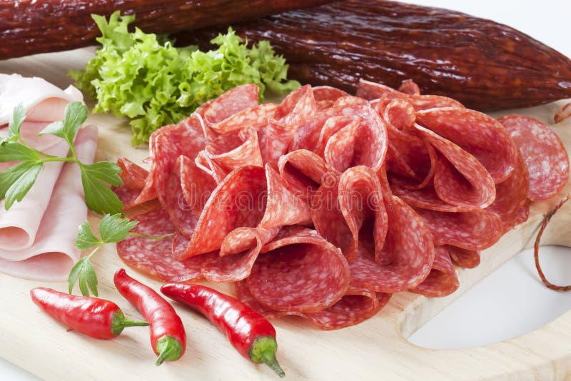 Sliced salami stock image. Image of cuts, cold, slices - 60831247