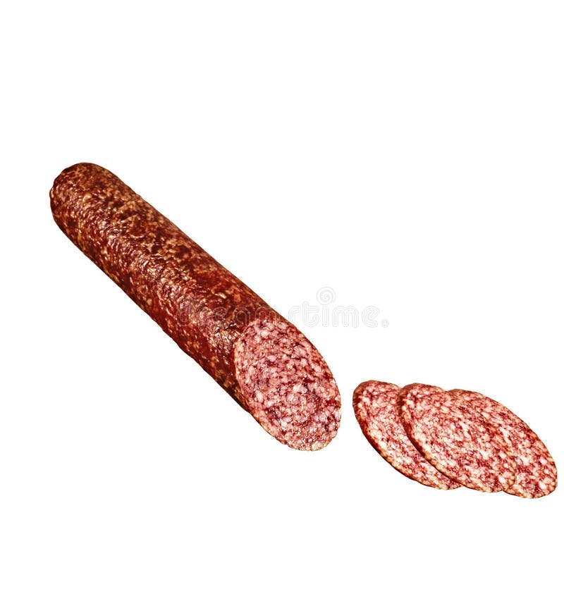 Sliced Salami Isolated on White Background Stock Photo - Image of meat ...