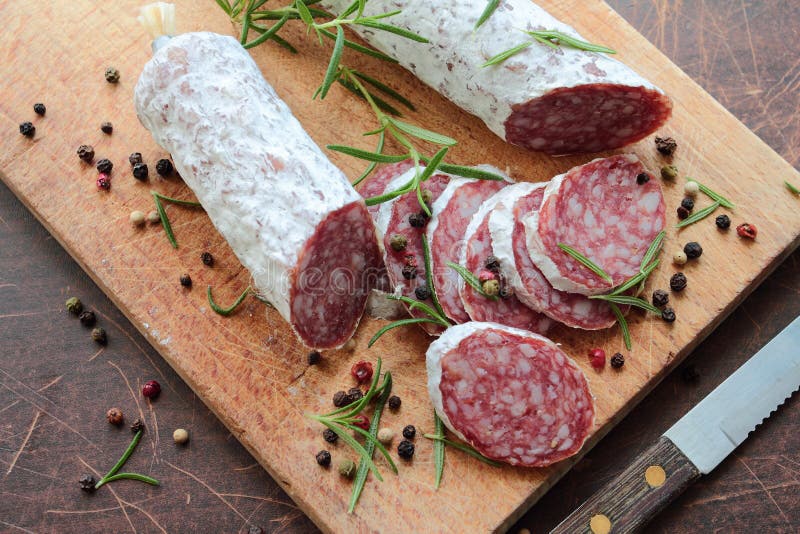 Sliced salami sausage stock photo. Image of cacciatora - 44115890