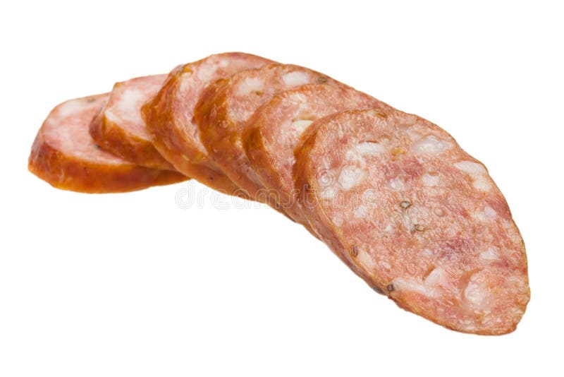 Sliced sausage. stock image. Image of plate, closeup - 22459649