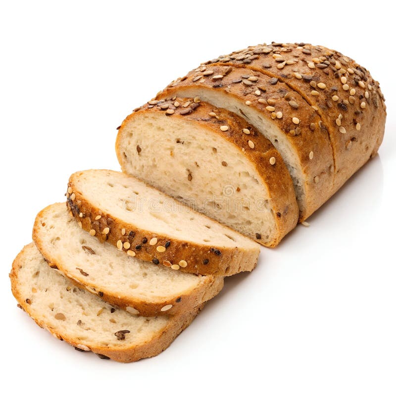 Sliced Seeded Bread Loaf Isolated on White Background Stock ...