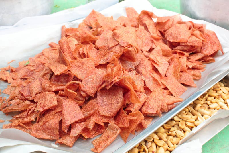 Sliced Sheets of Dried and Crispy Pork. Stock Image - Image of barbecue ...