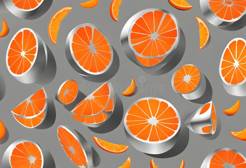 Sliced Silver Metallic Orange Fruit Stock Illustration - Illustration ...