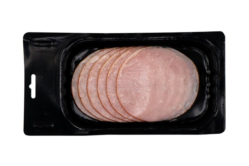 Sliced Smoked Beef Meat in Vacuum Package Isolated on White Background ...