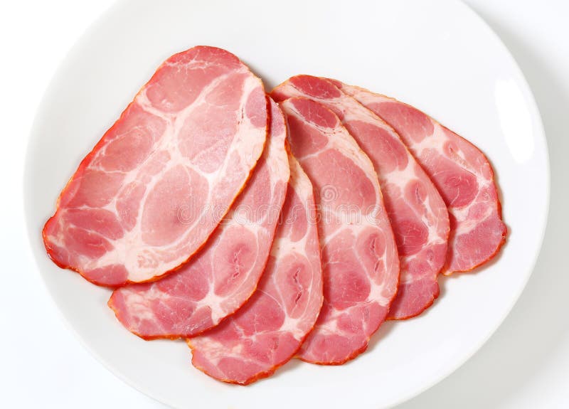 Sliced smoked pork neck stock photo. Image of cold, cuts - 56592292