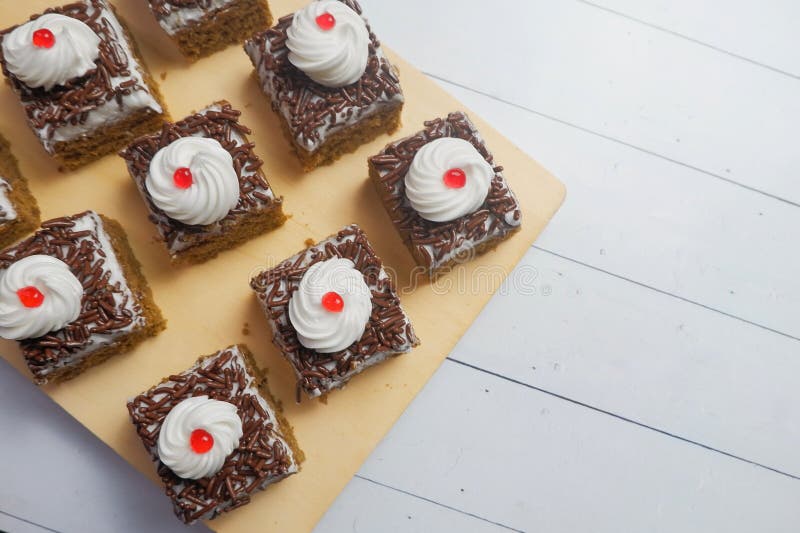 Sliced Sponge Cake Sprinkled with Chocolate Mesis Stock Photo - Image ...