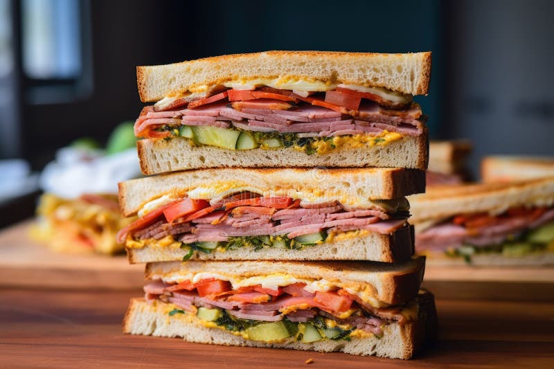 Sliced and Stacked Sandwich Ready To Serve Stock Illustration ...
