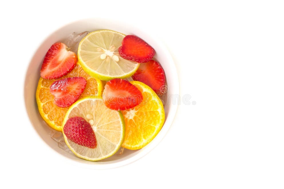 Sliced Strawberry, Orange, Lemon on Ice Stock Photo - Image of color ...