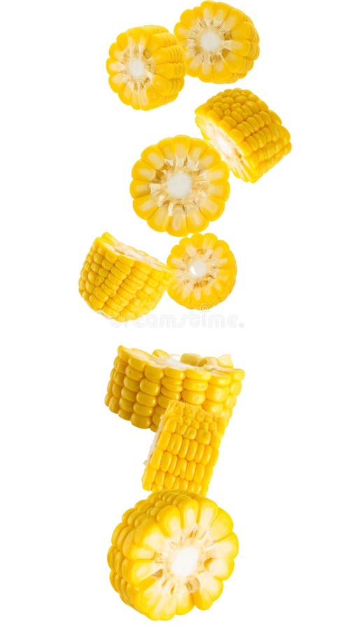 Sliced Sweet Corn Falling Down on Transparent Background Stock Photo ...