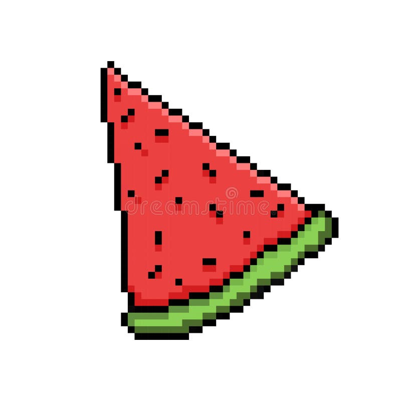 Red Watermelon Slice Fruit Pixel Art Stock Illustration - Illustration ...