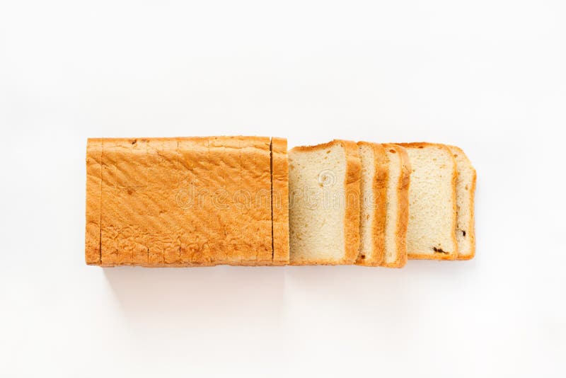 Sliced Toast Bread on a White Background. Top View, Flat Lay Stock ...