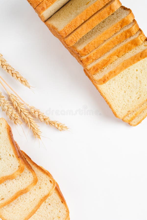 Sliced Toast Bread on a White Background. Top View, Stock Image - Image ...