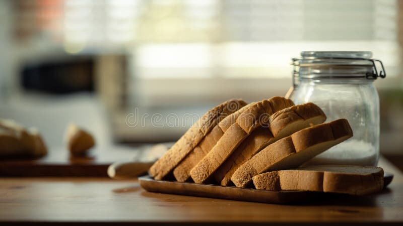Sliced Toast Loaf Bread for Breakfast on Kitchen Table, Served on ...