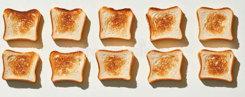 Sliced Toasted Bread Arranged in Rows, Top View. Breakfast and ...