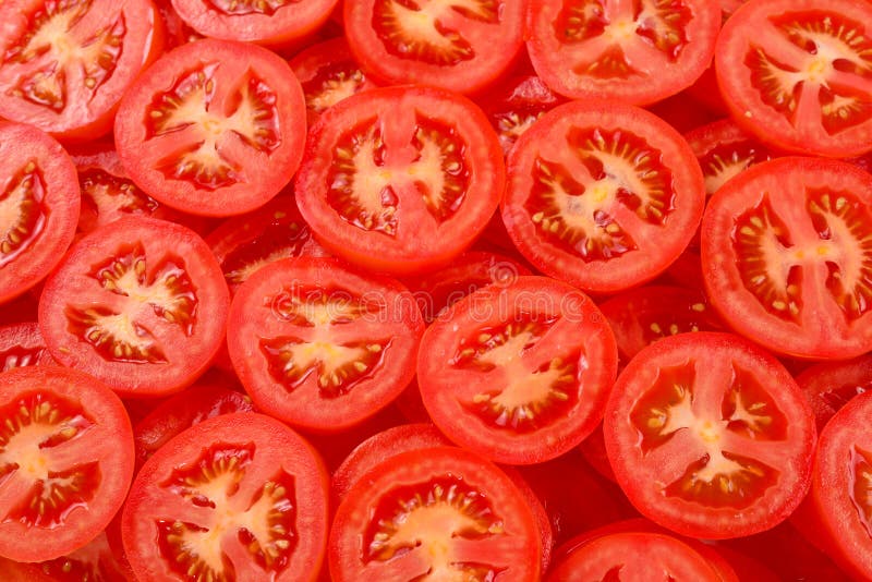 Sliced Tomato Background. Top View Stock Image - Image of background ...