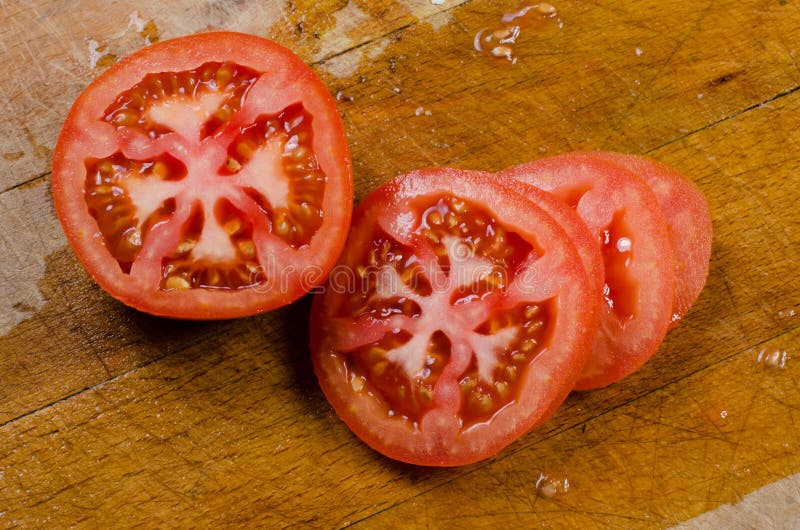 Sliced tomato stock image. Image of fresh, health, wooden - 37443291