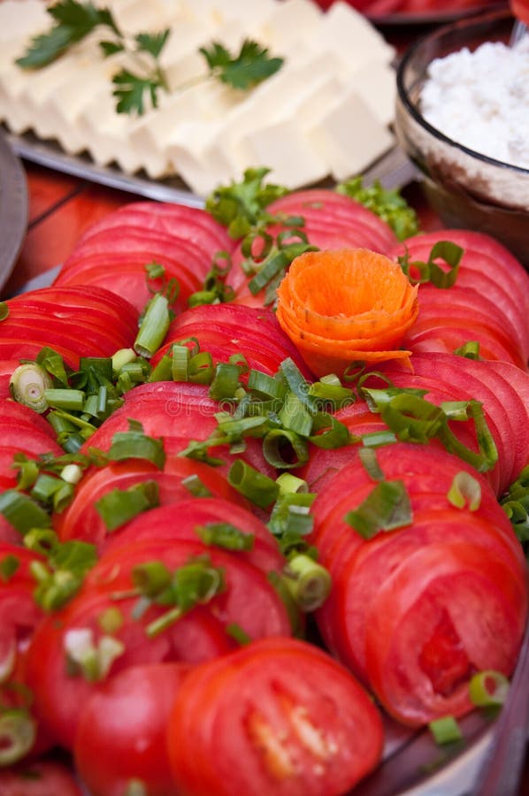 Sliced tomatoes on buffet stock photo. Image of closeup - 35134480