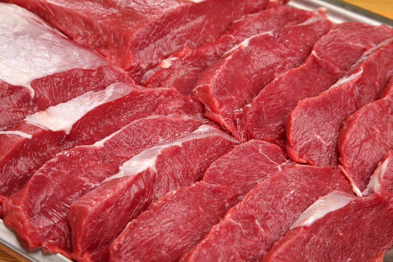 Sliced Uncooked Tenderloin Steak Stock Photo - Image of fillet, lettuce ...