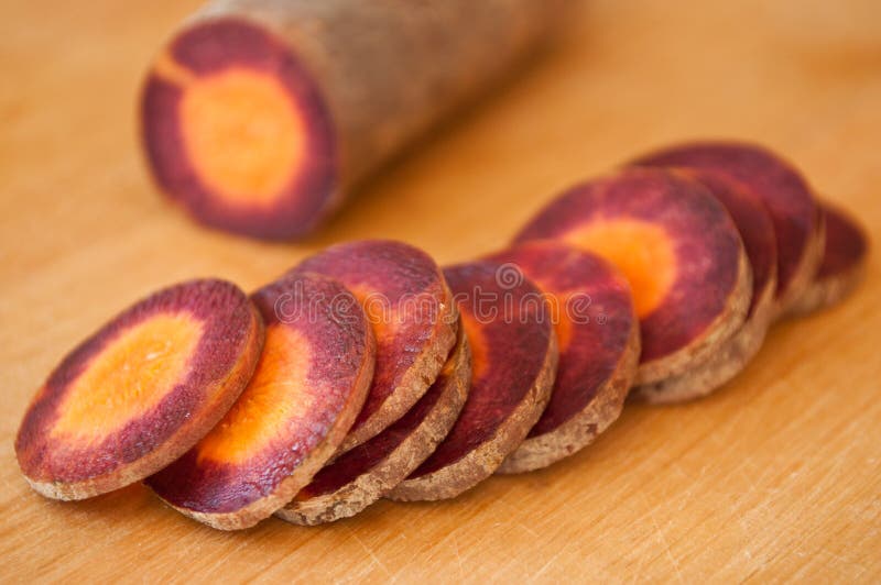 Sliced violet carrots stock image. Image of chopping - 61307177