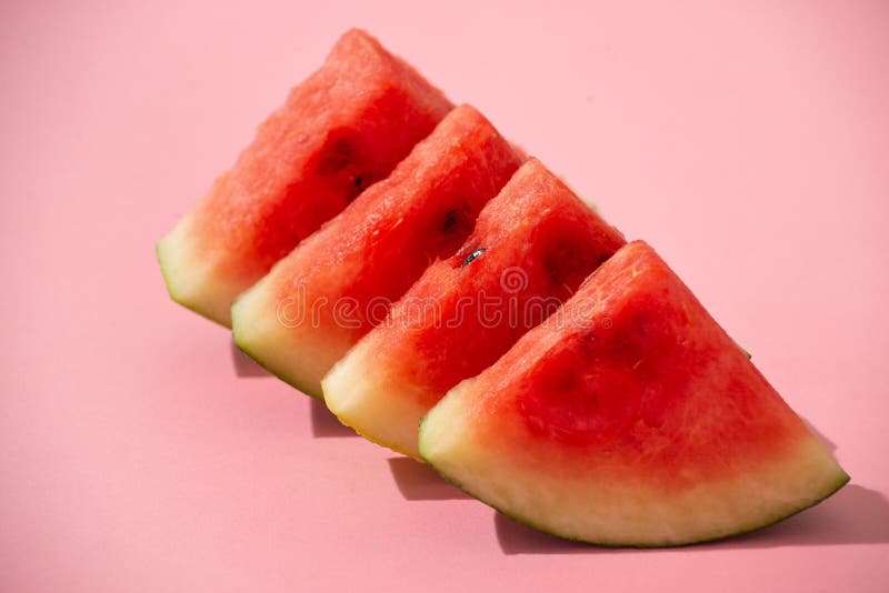 Sliced Watermelon on the Pink Background Stock Image - Image of ripe ...