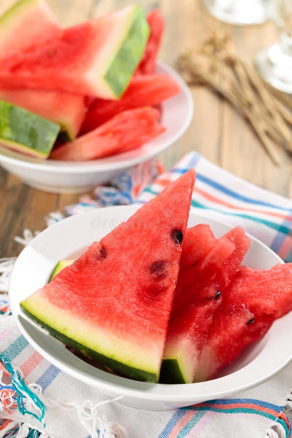 Sliced Watermelon in Plate. Stock Photo - Image of nature, preserved ...