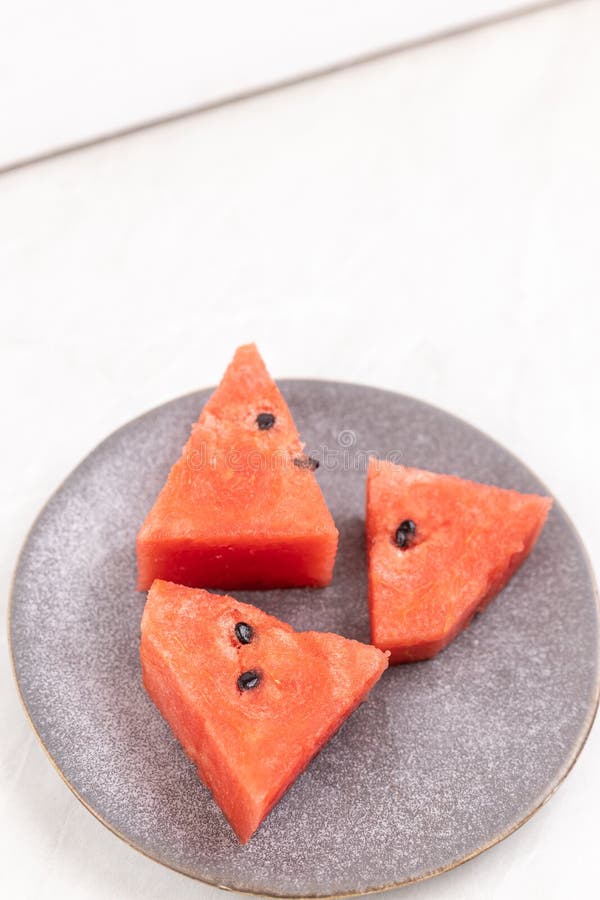 Sliced Watermelon Served on the Plate Stock Image - Image of food, peel ...