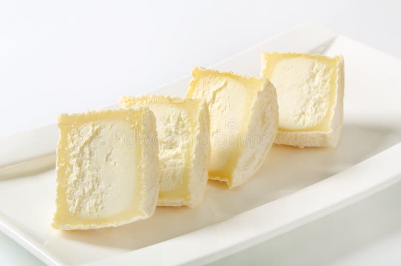 Sliced white rind cheese stock photo. Image of snack - 62156292