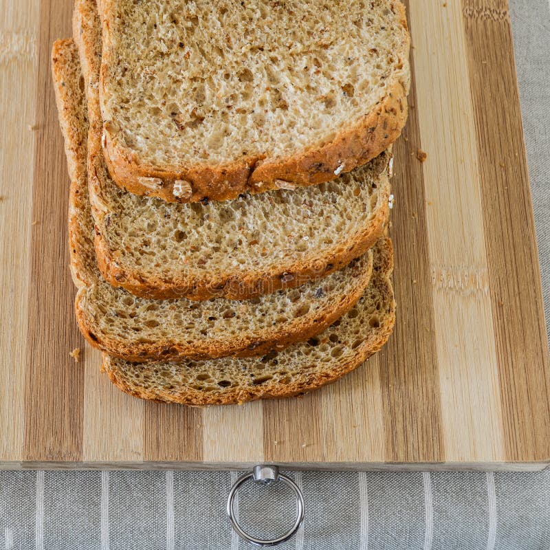 Sliced Whole Grain Bread Top View Stock Photo - Image of baked, diet ...