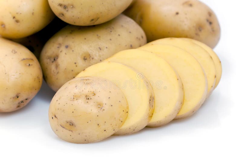 Sliced and Whole Raw Potatoes Stock Image - Image of closeup, slices ...