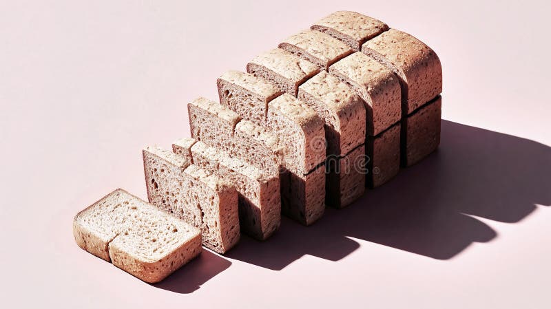 Sliced Whole Wheat Bread Loaf on Pink Background Stock Illustration ...