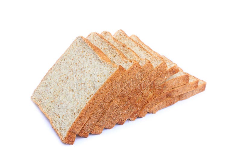 Sliced Whole Wheat Bread on White Background Stock Image - Image of ...